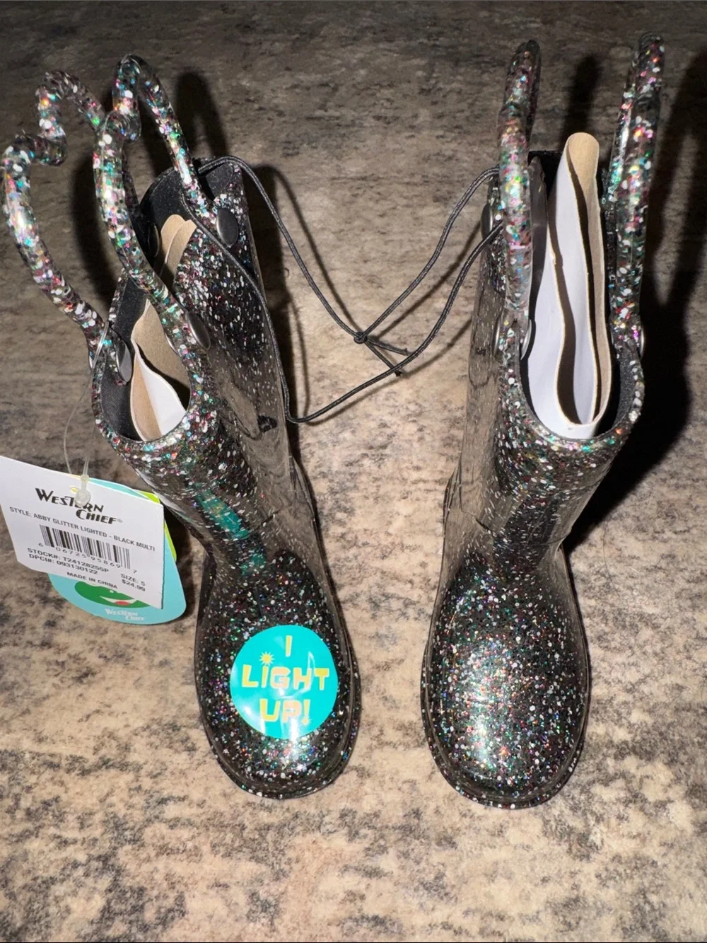 Western Chief | Shoes | Western Chief Black Glitter Lightup Girls Rain ...